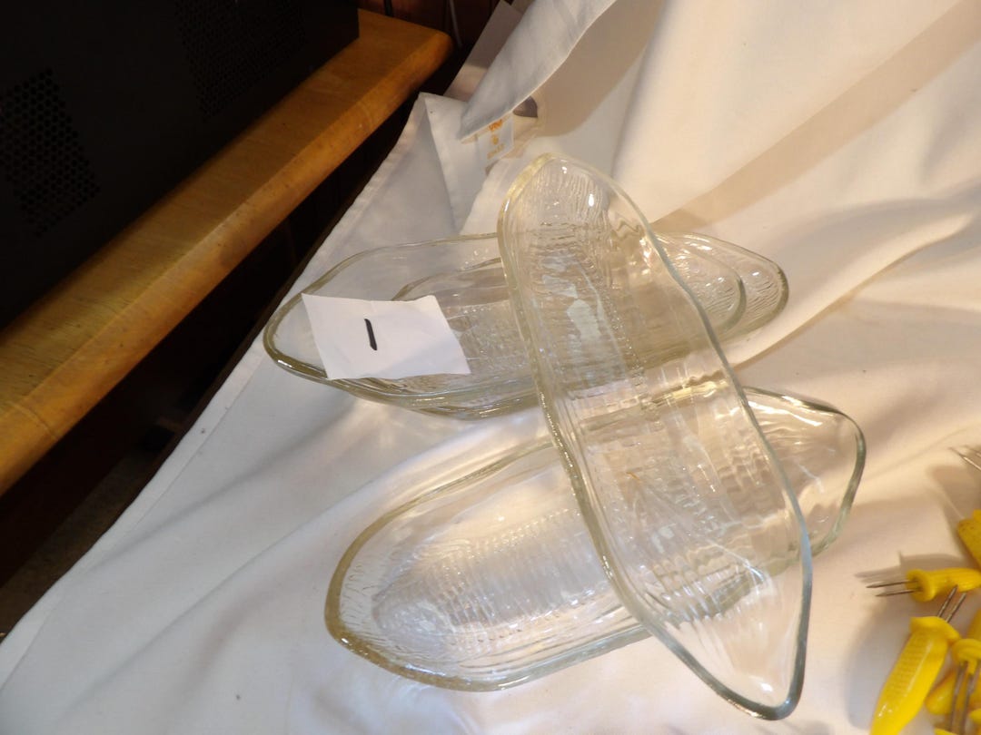 4 Clear Glass Corn on the Cob Holders - Etsy