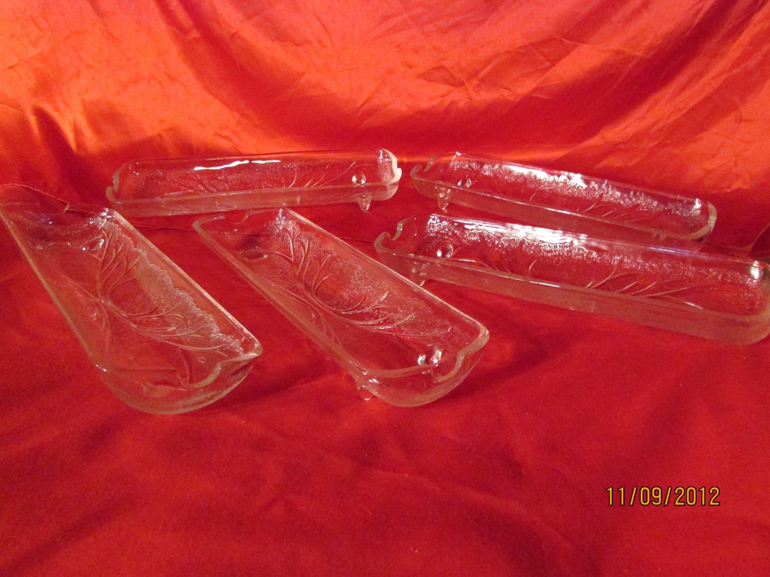 Vintage Glass Corn Boat Holders Great for Dips Crackers Olives - Etsy