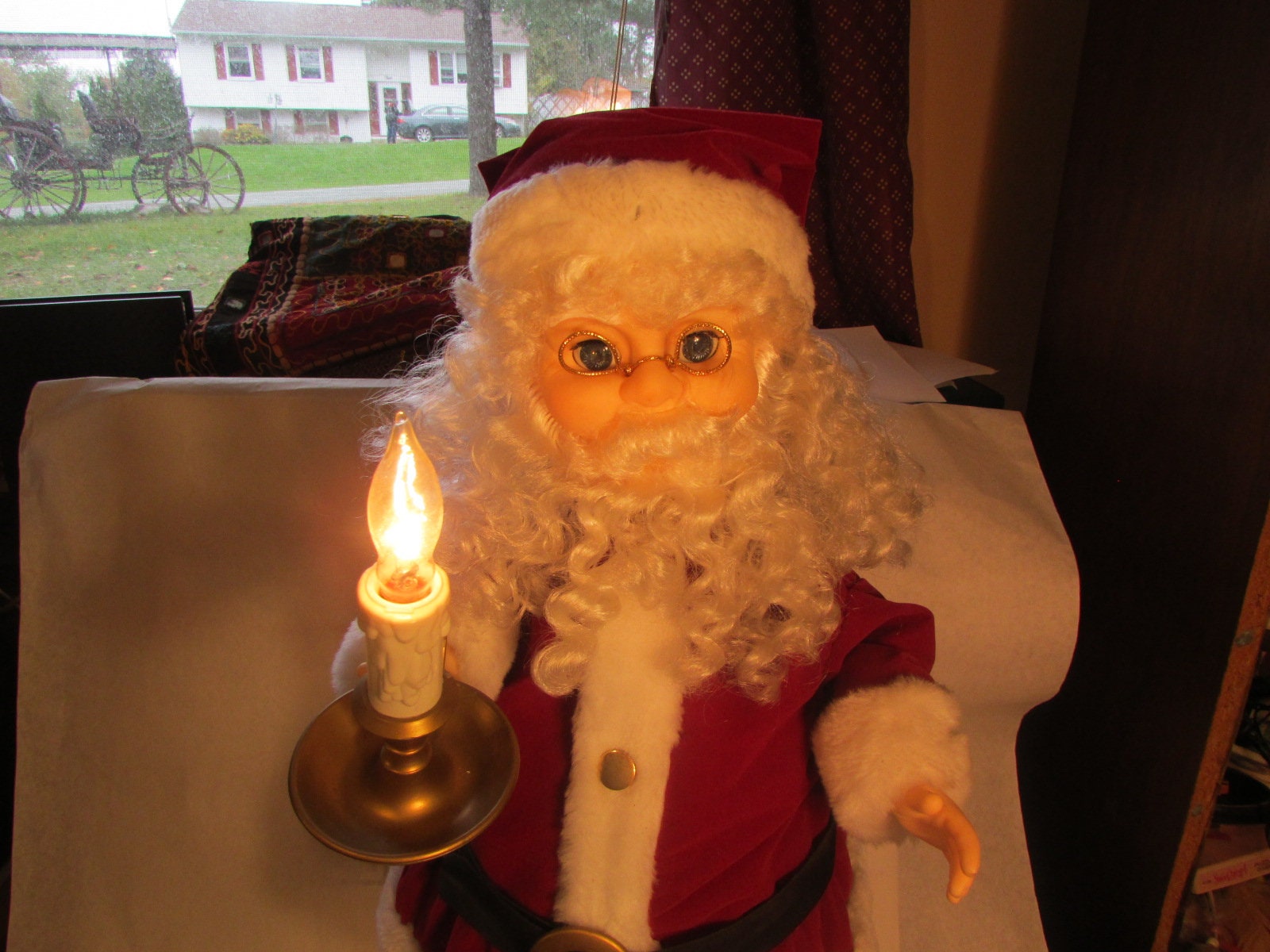1995 24 Animated Santa With Light up Candle Moves and Lights Matrix ...