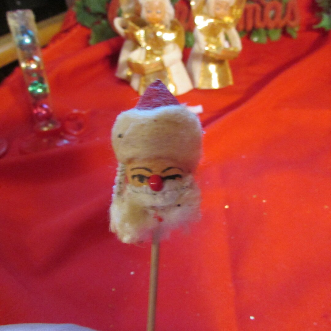 Vintage Mini Santa Claus Spun Cotton Hand Painted Pick - Etsy
