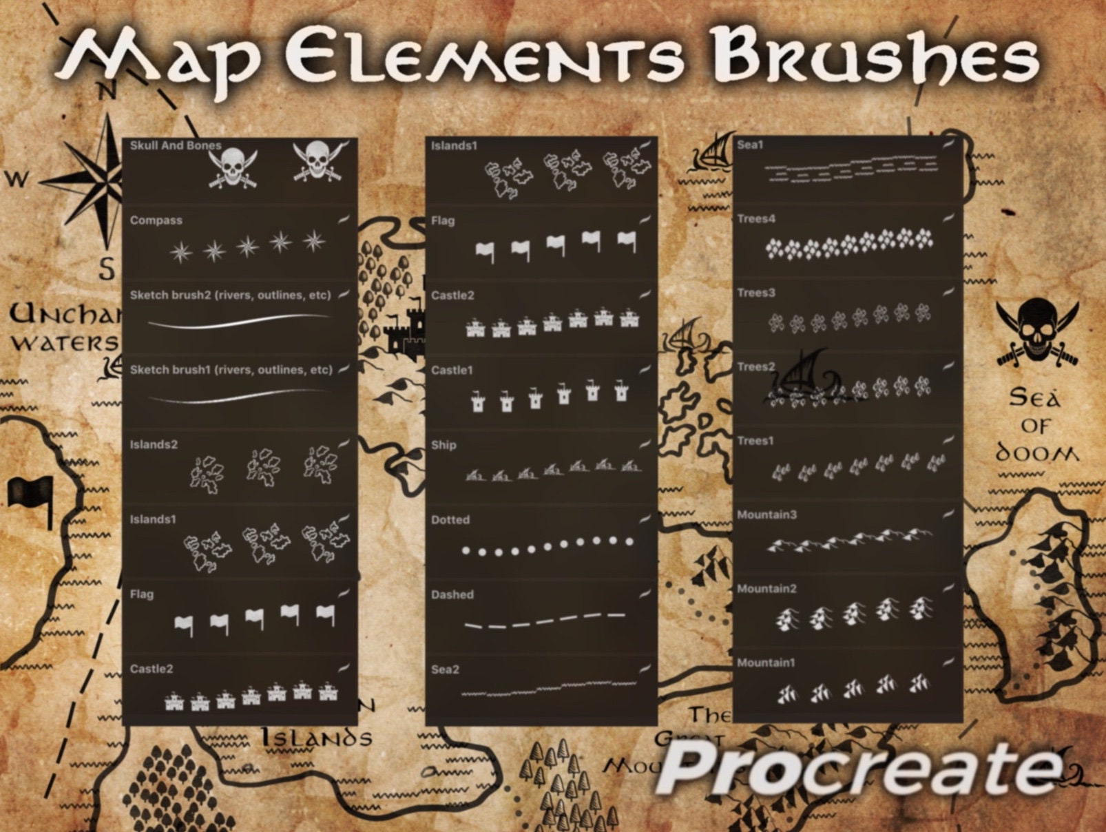 Map Elements Brushes Procreate - Etsy Australia