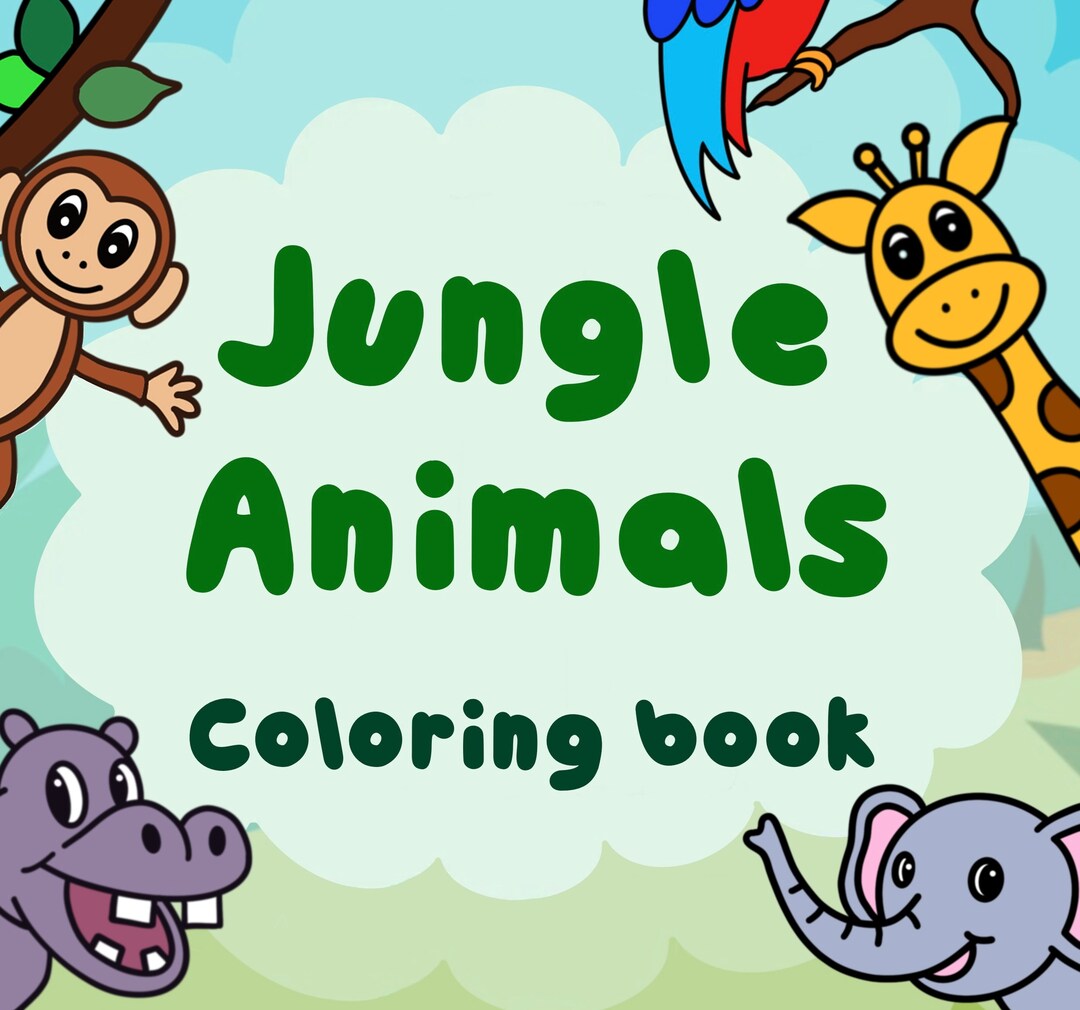 Jungle Animals Coloring Book - Etsy
