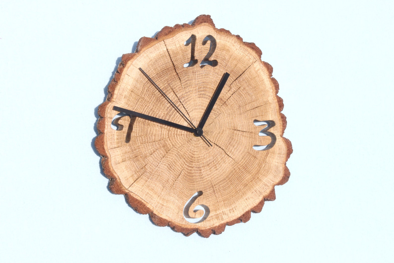 Oak Clock Unique Wall Clock Wood Big Clock Wooden Slices | Etsy UK