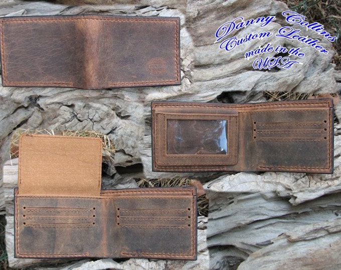 Buffalo Wallet With ID, Leather Bifold Wallet, Mens Leather Bifold - Etsy