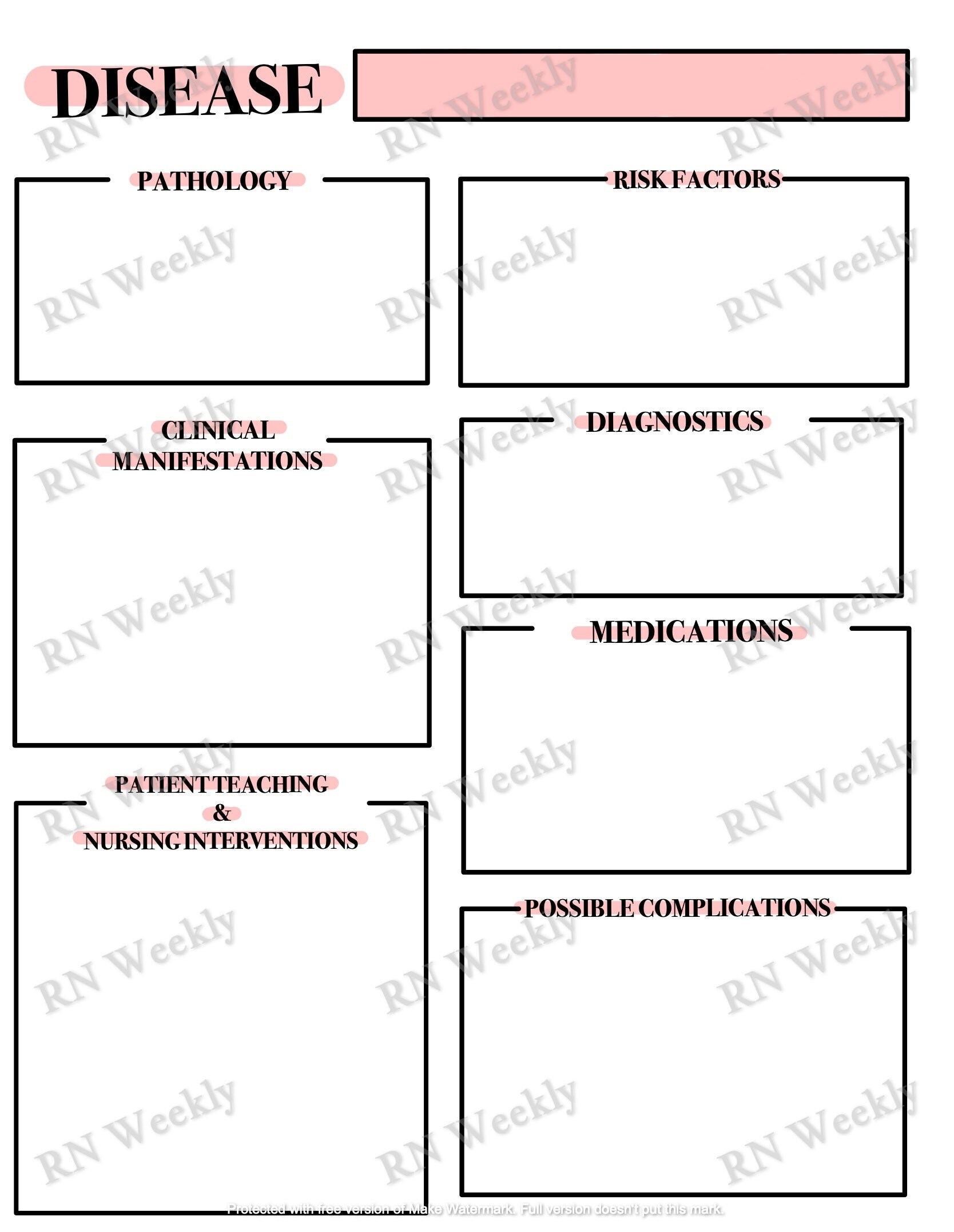 Disease / Pathology Nursing Pink Template, Digital Download - Etsy