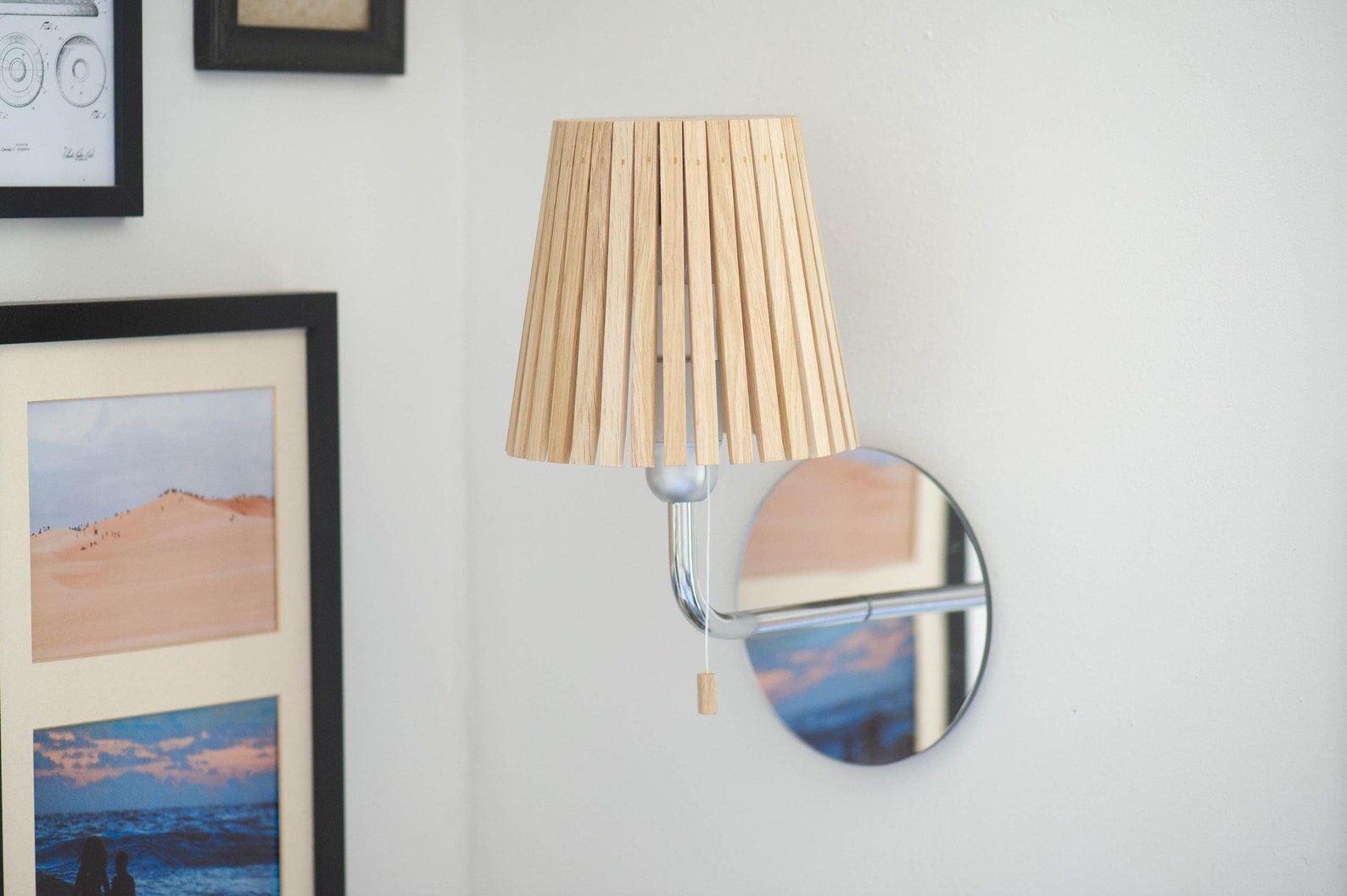 No. 08 W - Oak Wood Wall Light - for Wall Outlet - Mirrored - Black ...