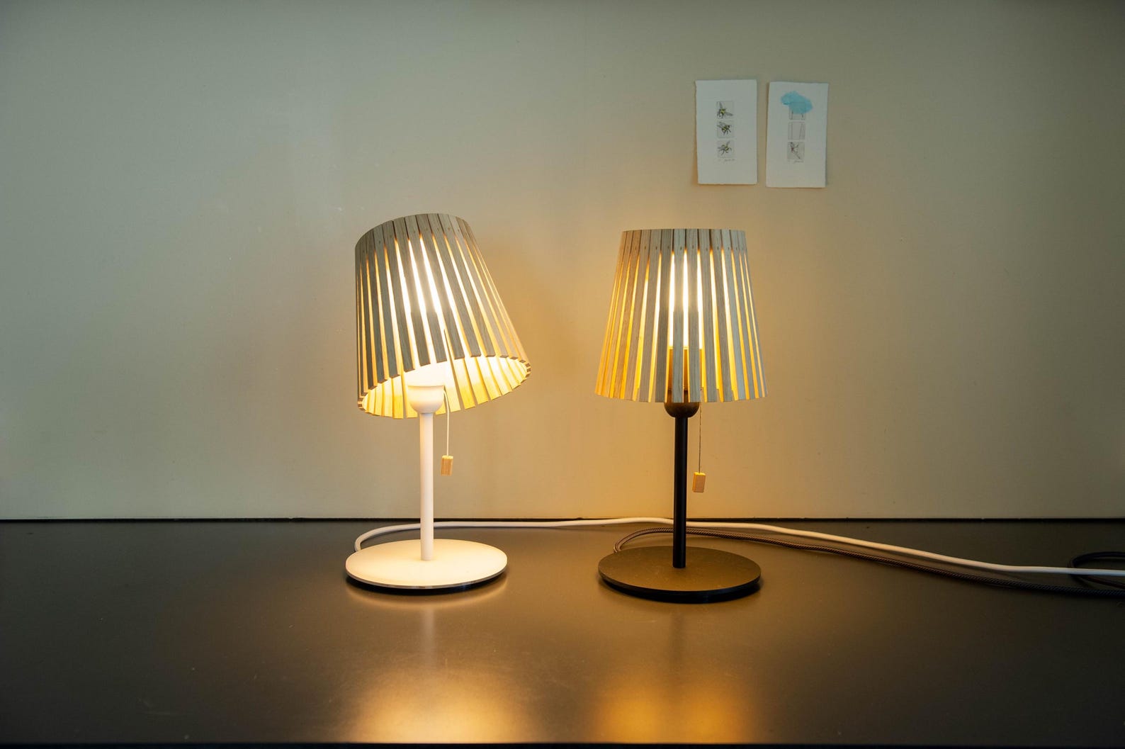 No. 08 W - Oak Wood Wall Light - for Wall Outlet - Mirrored - Black ...