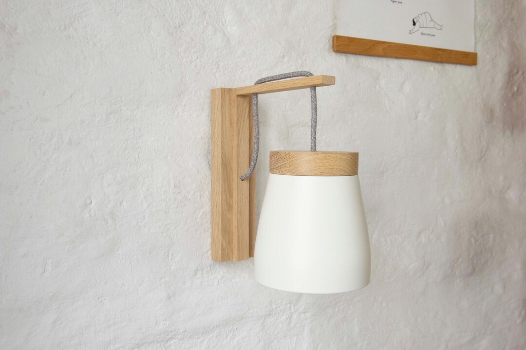 No. 03 - Wall Light - Anthracite - Wall Outlet - Oak Wood - Handmade ...