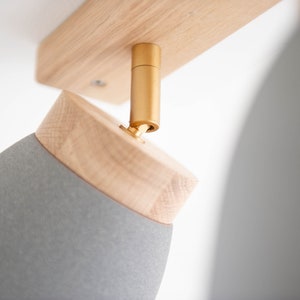 Triple Spotlight Strip Made of Solid Oak Wood With Ceramic Shade, GU 10 ...