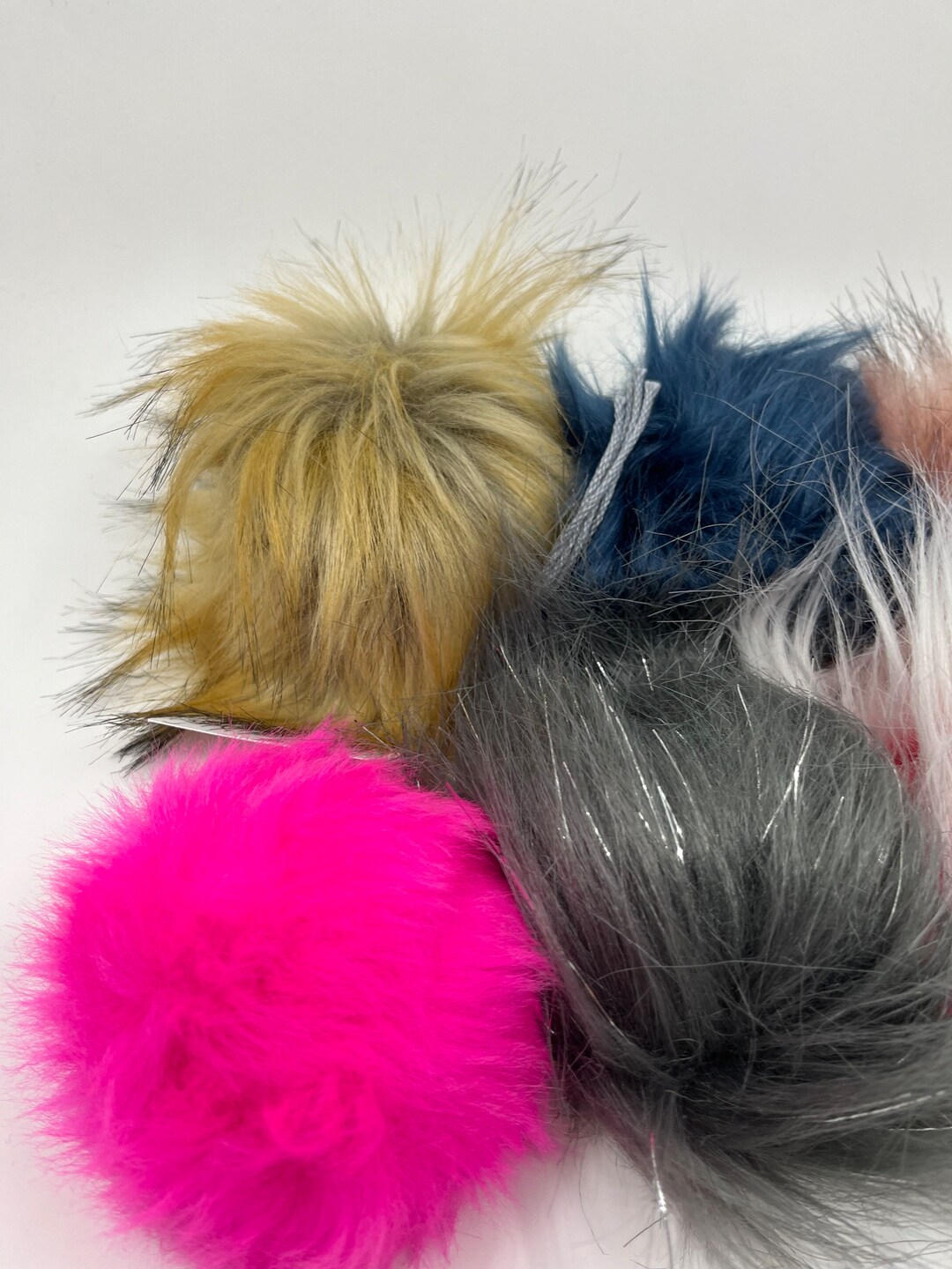 Fur Pom Poms Great for Crafting and Topping off Your Hand Knit Hats, 9 ...