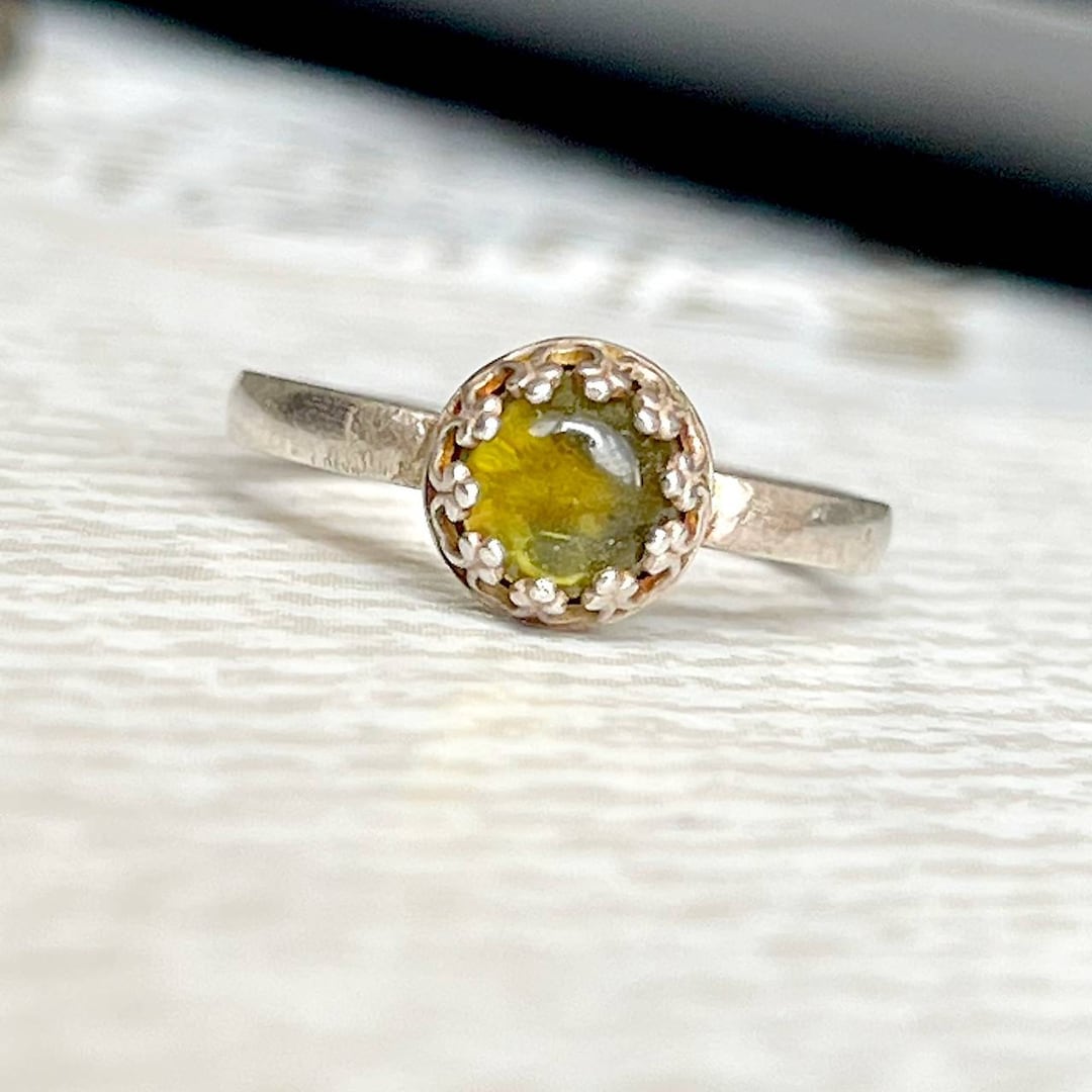 Vintage Filigree Peridot AG925 Ring, Fixed Size, Gemstone Ring, Gift ...