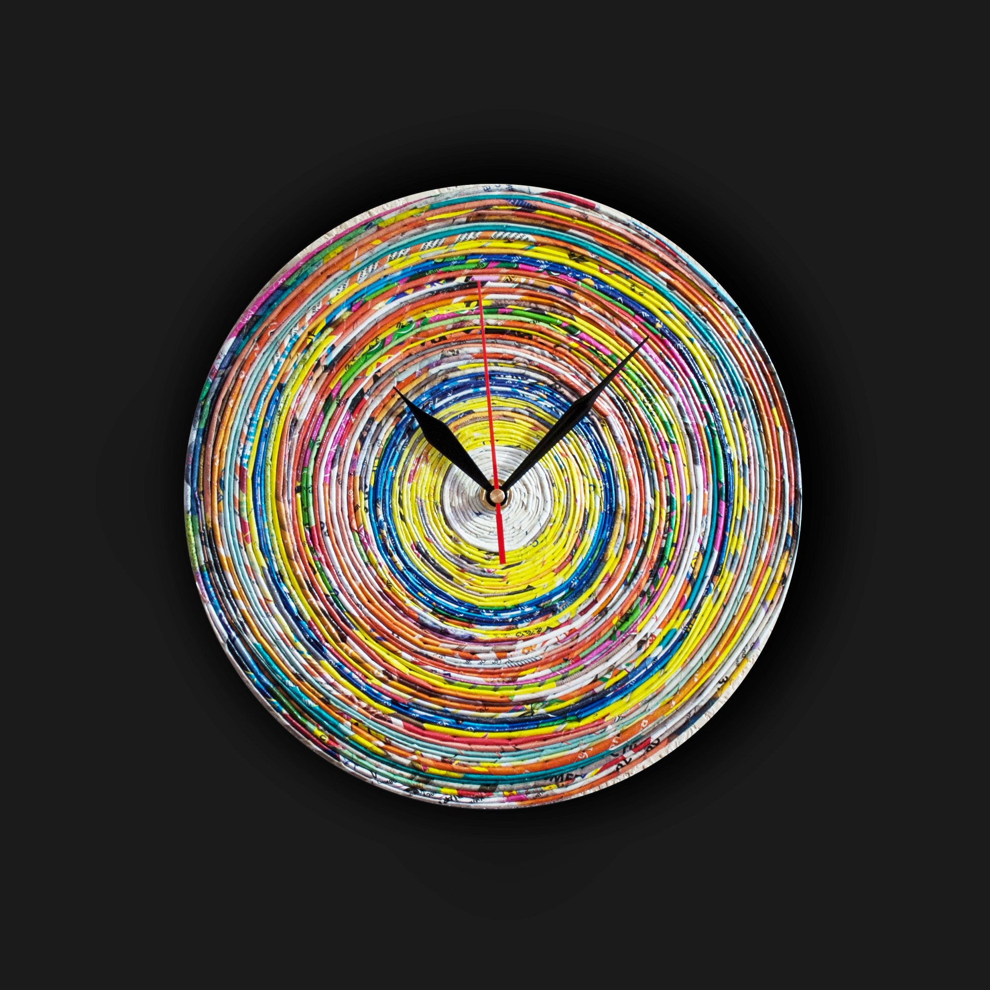 Rainbow Round Hand Made Paper Wall Clock No Ticking Designer | Etsy