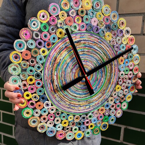 Very Large Rainbow Round Hand Made Paper Wall Clock No Ticking - Etsy