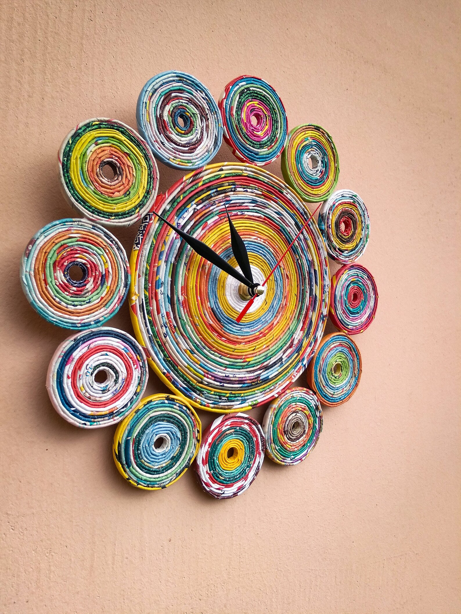 Rainbow Round Hand Made Paper Wall Clock No Ticking Designer - Etsy