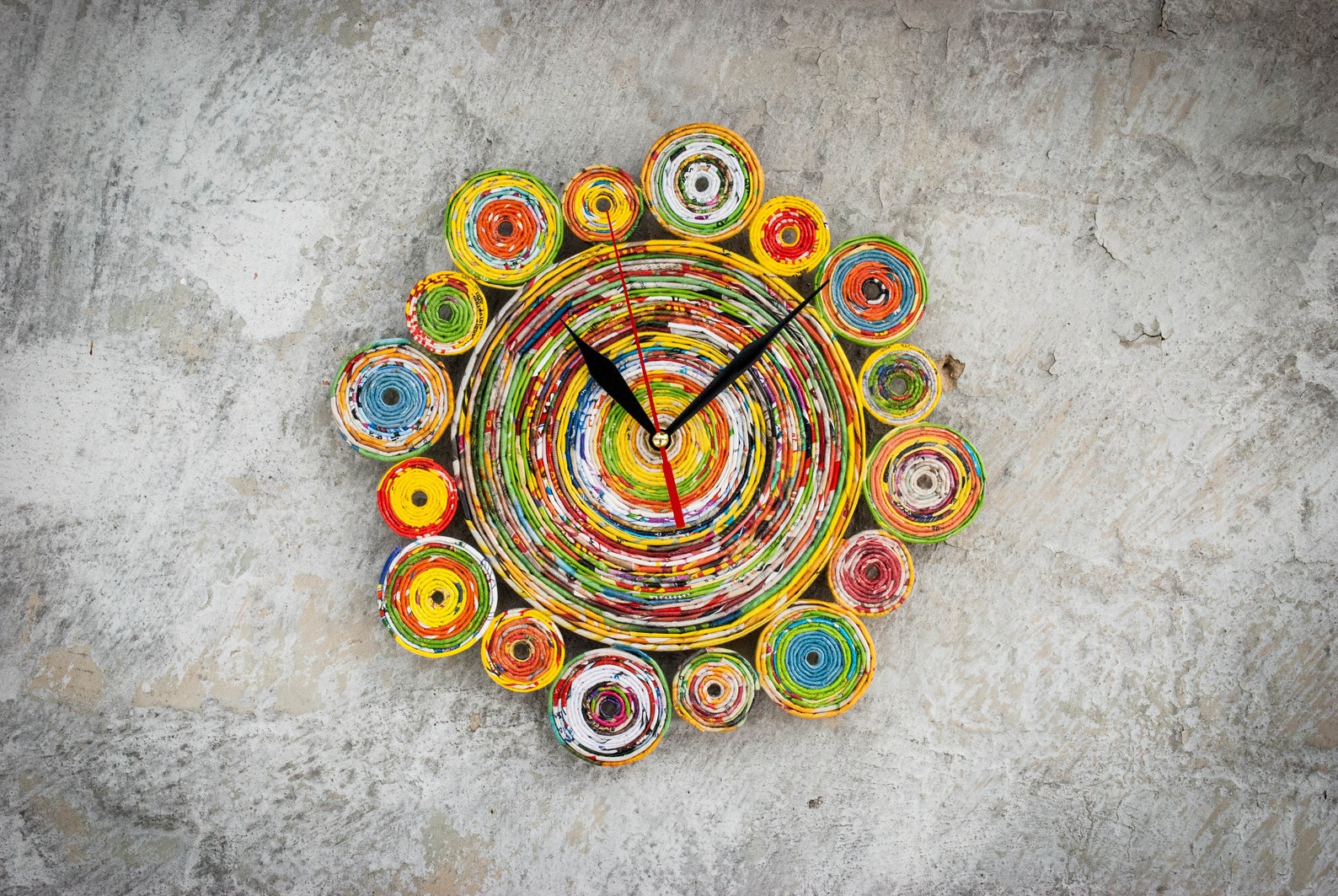 Rainbow Round Hand Made Paper Wall Clock No Ticking Designer - Etsy