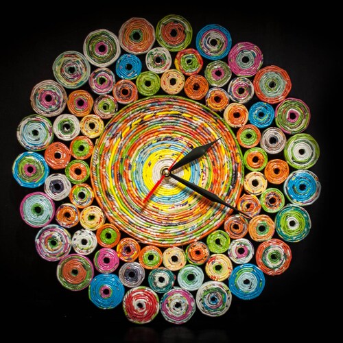 Rainbow Round Hand Made Paper Wall Clock No Ticking Designer | Etsy