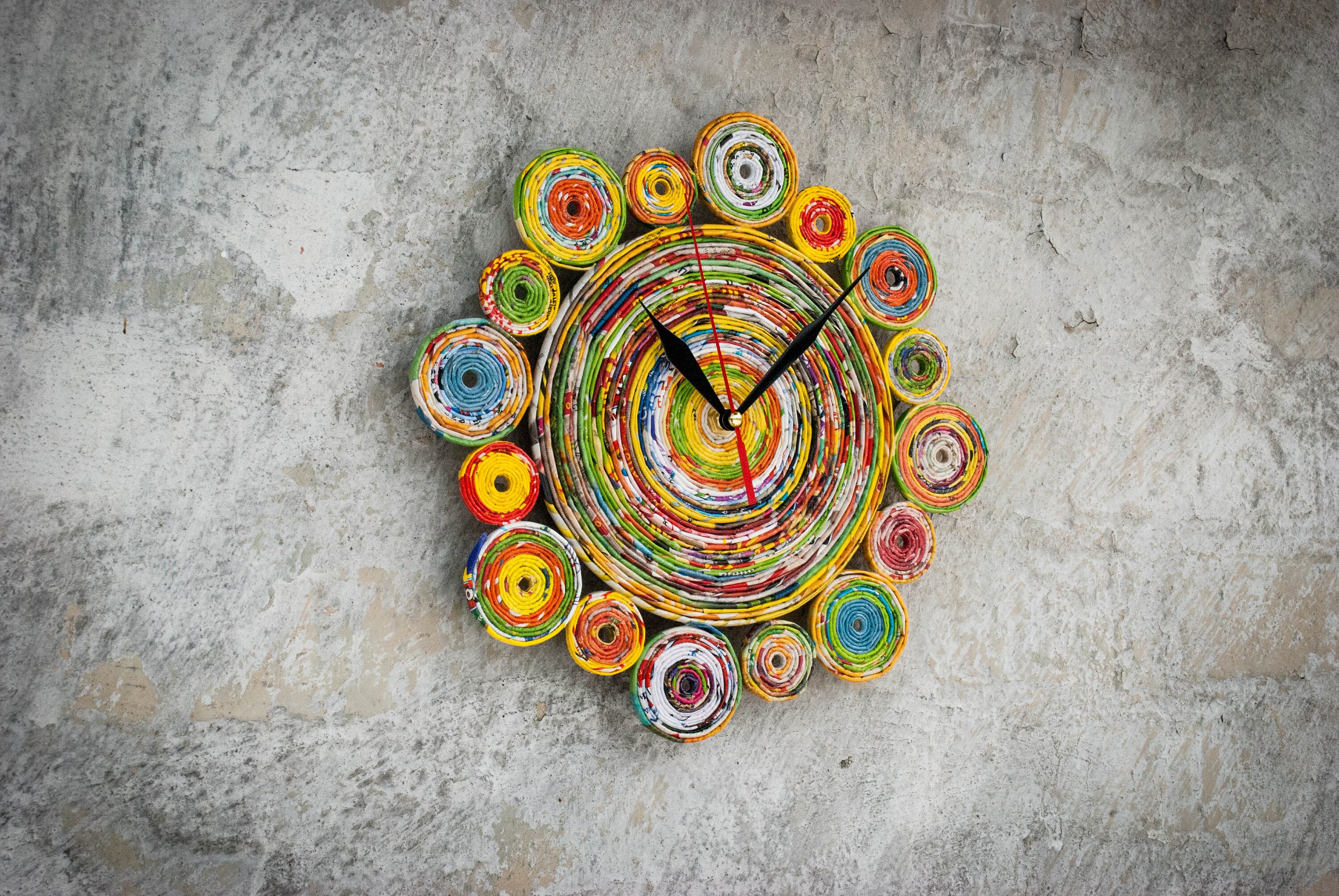Rainbow Round Hand Made Paper Wall Clock No Ticking Designer - Etsy