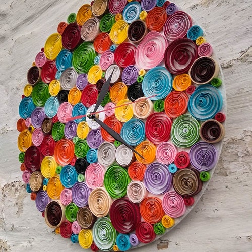 Very Large Rainbow Round Hand Made Paper Wall Clock No Ticking - Etsy