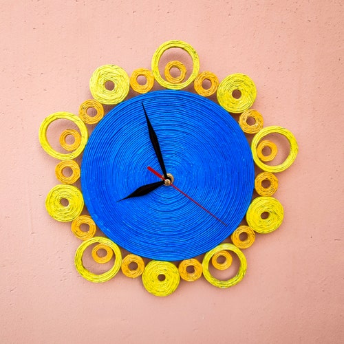 Rainbow Round Hand Made Paper Wall Clock No Ticking Designer | Etsy