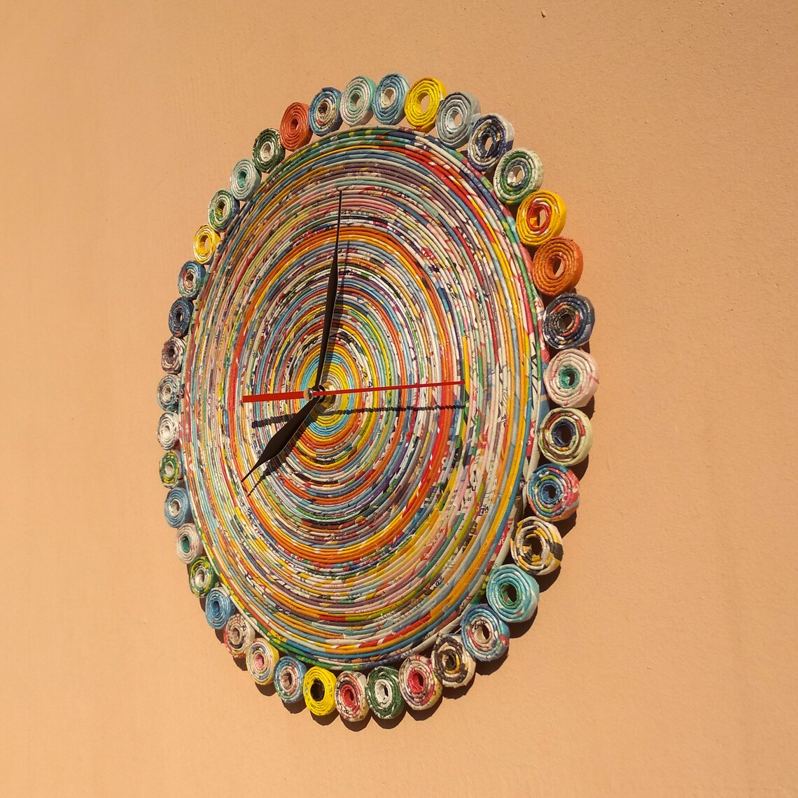 Large Rainbow Round Hand Made Paper Wall Clock No Ticking - Etsy