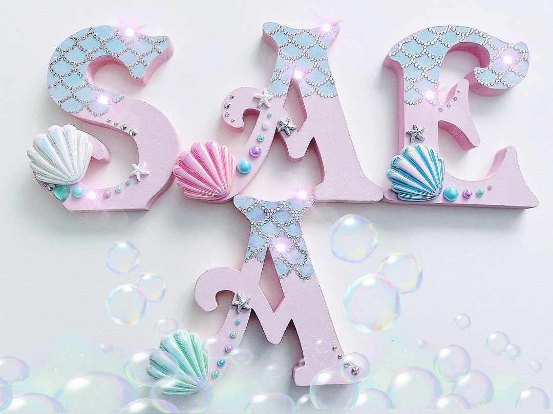 12cm MDF Free Standing Letters Mermaid Design Custom Made Any Colour ...