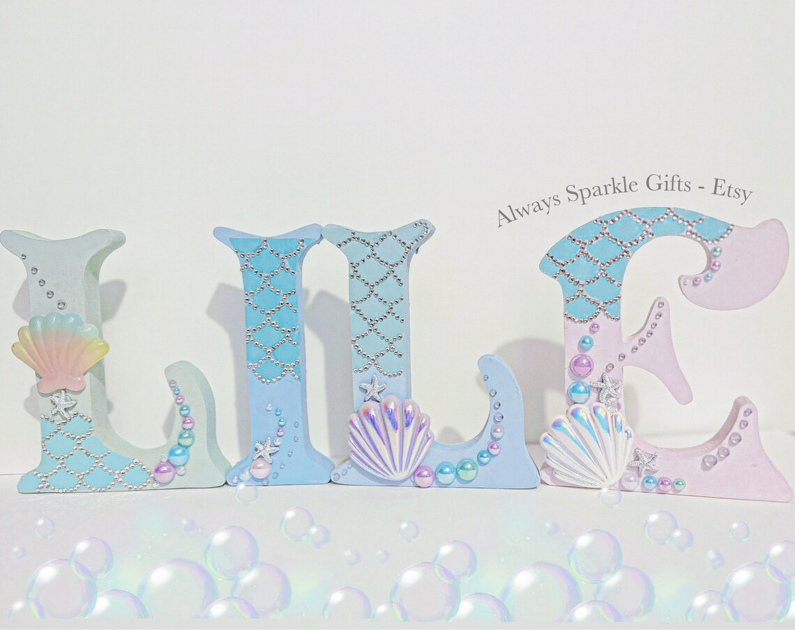 12cm MDF Free Standing Letters Mermaid Design Custom Made Any - Etsy