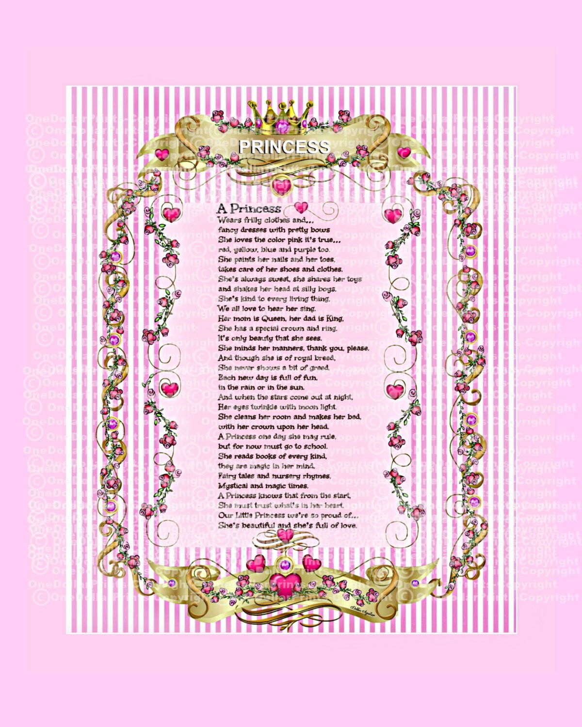 PRINCESS Original Poem PINK 8x10 High Resolution Digital Print - Etsy
