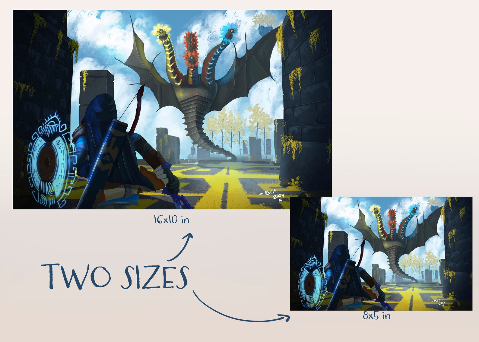 Legend of Zelda: TOTK Gleeok Battle Fan Art L Landscape Wall Art - Etsy