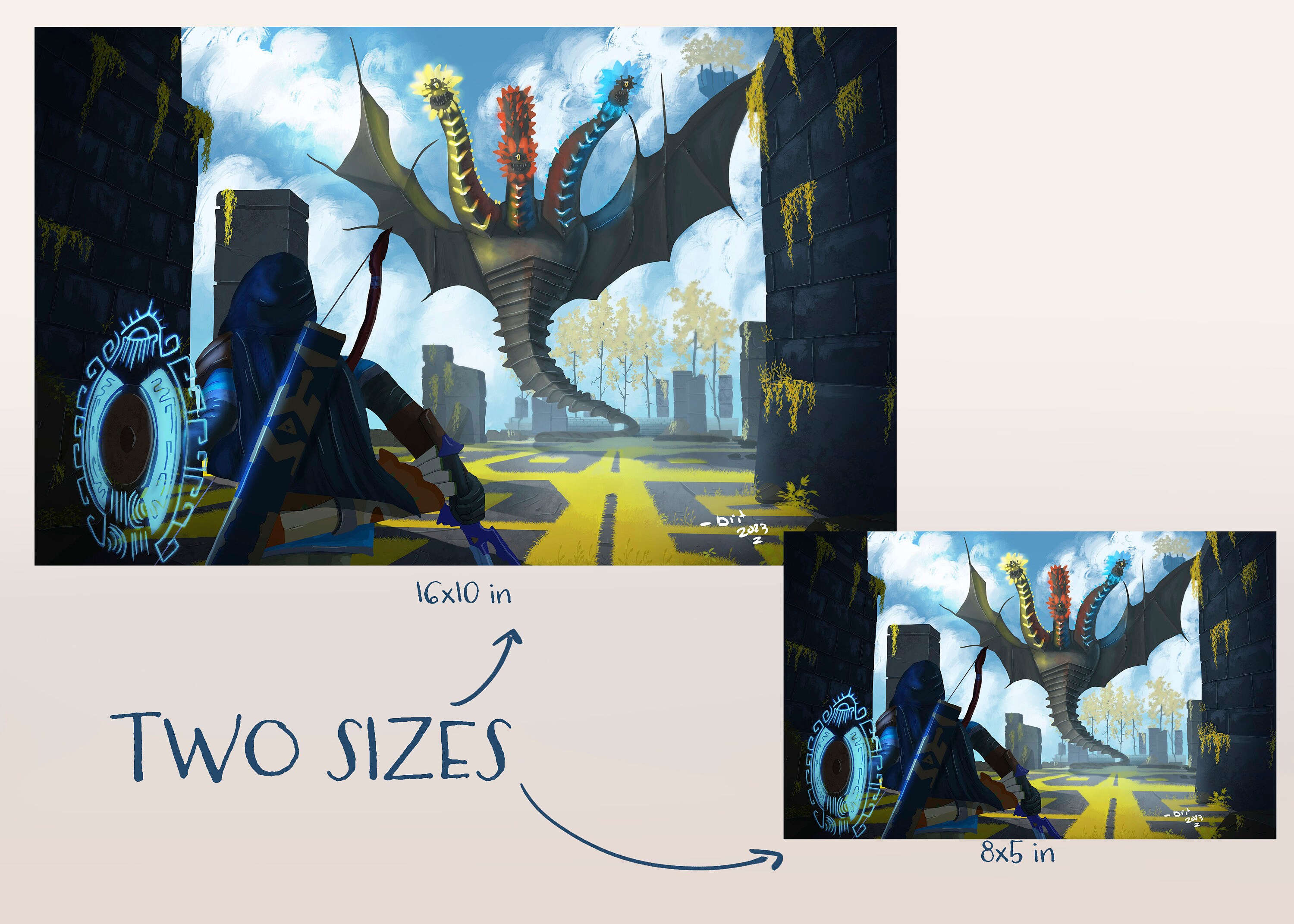 Legend of Zelda: TOTK Gleeok Battle Fan Art L Landscape Wall Art - Etsy