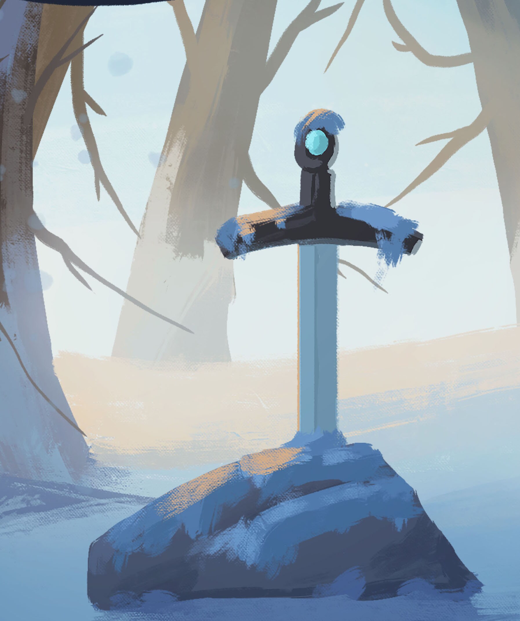 Snowy Sword in Stone Desktop Wallpaper L Printable Landscape - Etsy