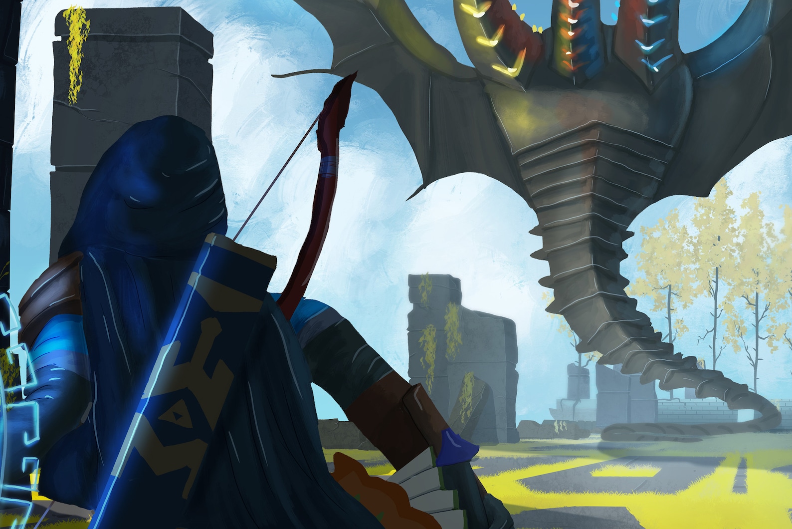 Legend of Zelda: TOTK Gleeok Battle Fan Art L Landscape Wall Art - Etsy