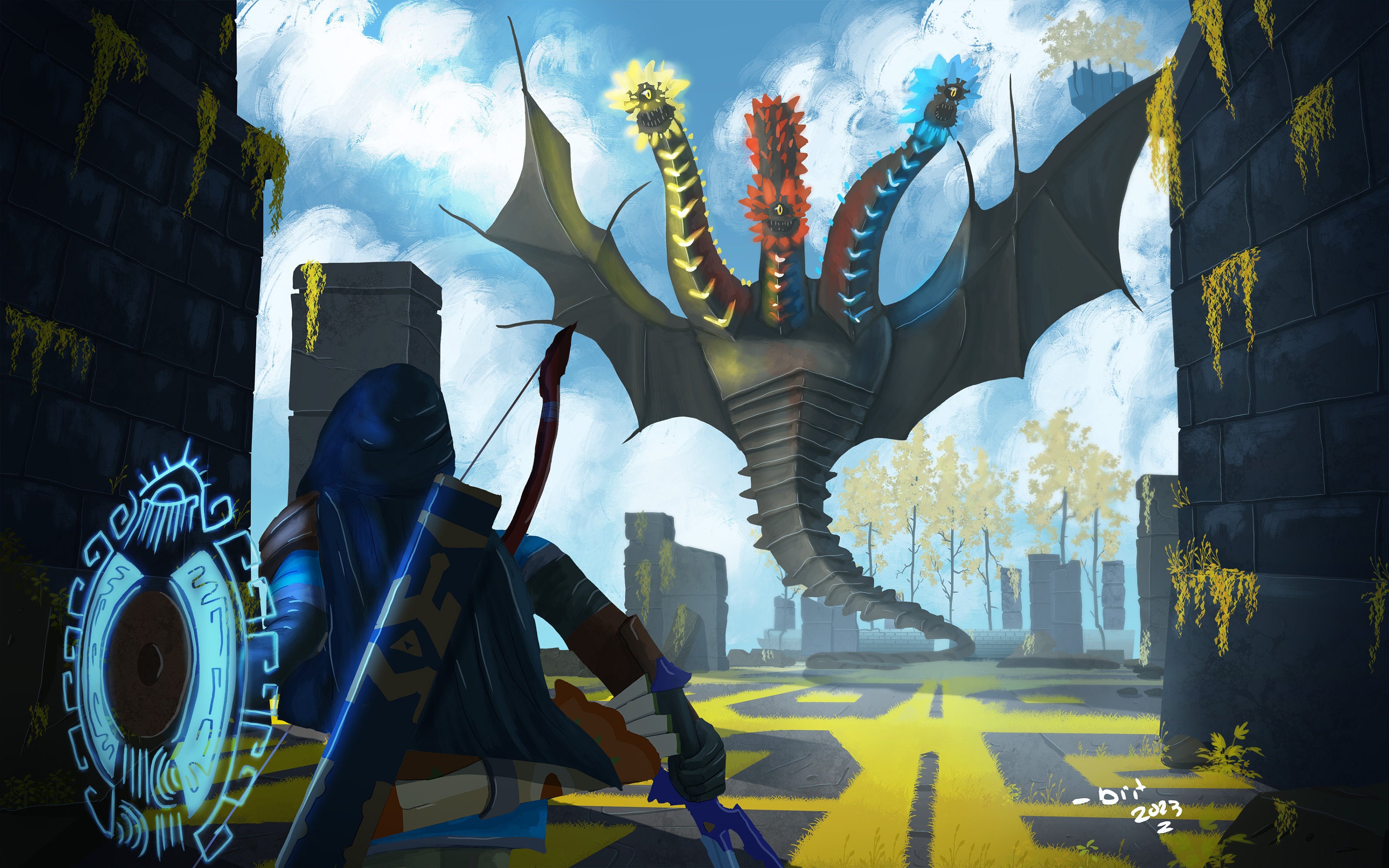 Legend of Zelda: TOTK Gleeok Battle Fan Art L Landscape Wall Art - Etsy