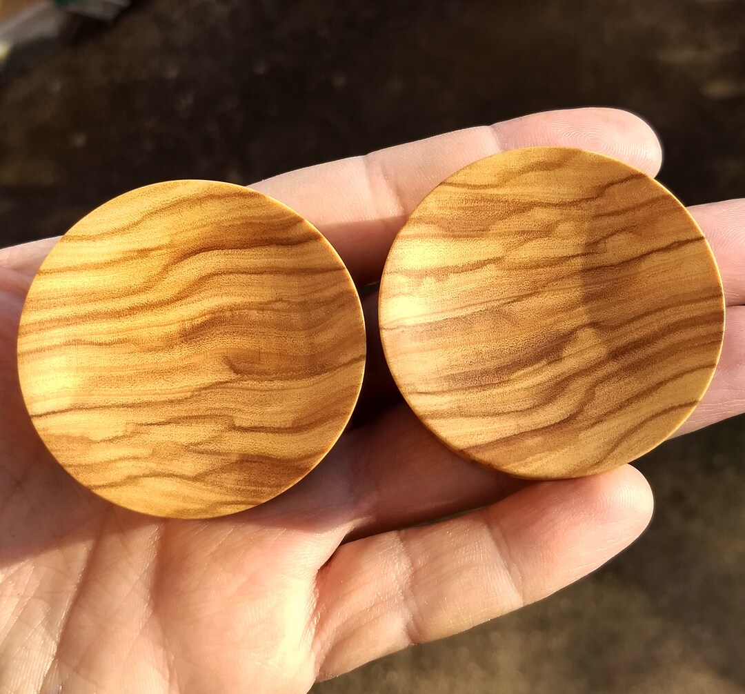 Olive Wood Concave Ear Plugs – Handmade Organic Wooden Gauges | Natural ...