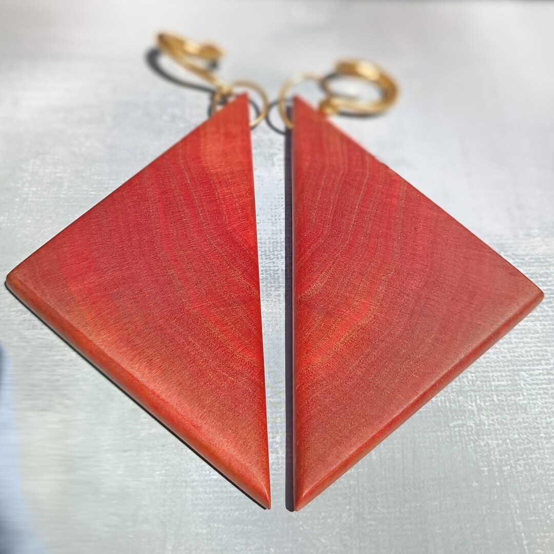 Pink Ivory Ear Weights, Wooden Ear Weights, Statement Earrings, Organic ...