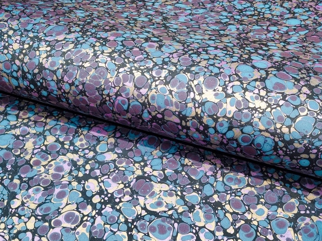 Marbled Paper: Green, Gold & Burgundy Shell by Papiers Prina - Etsy