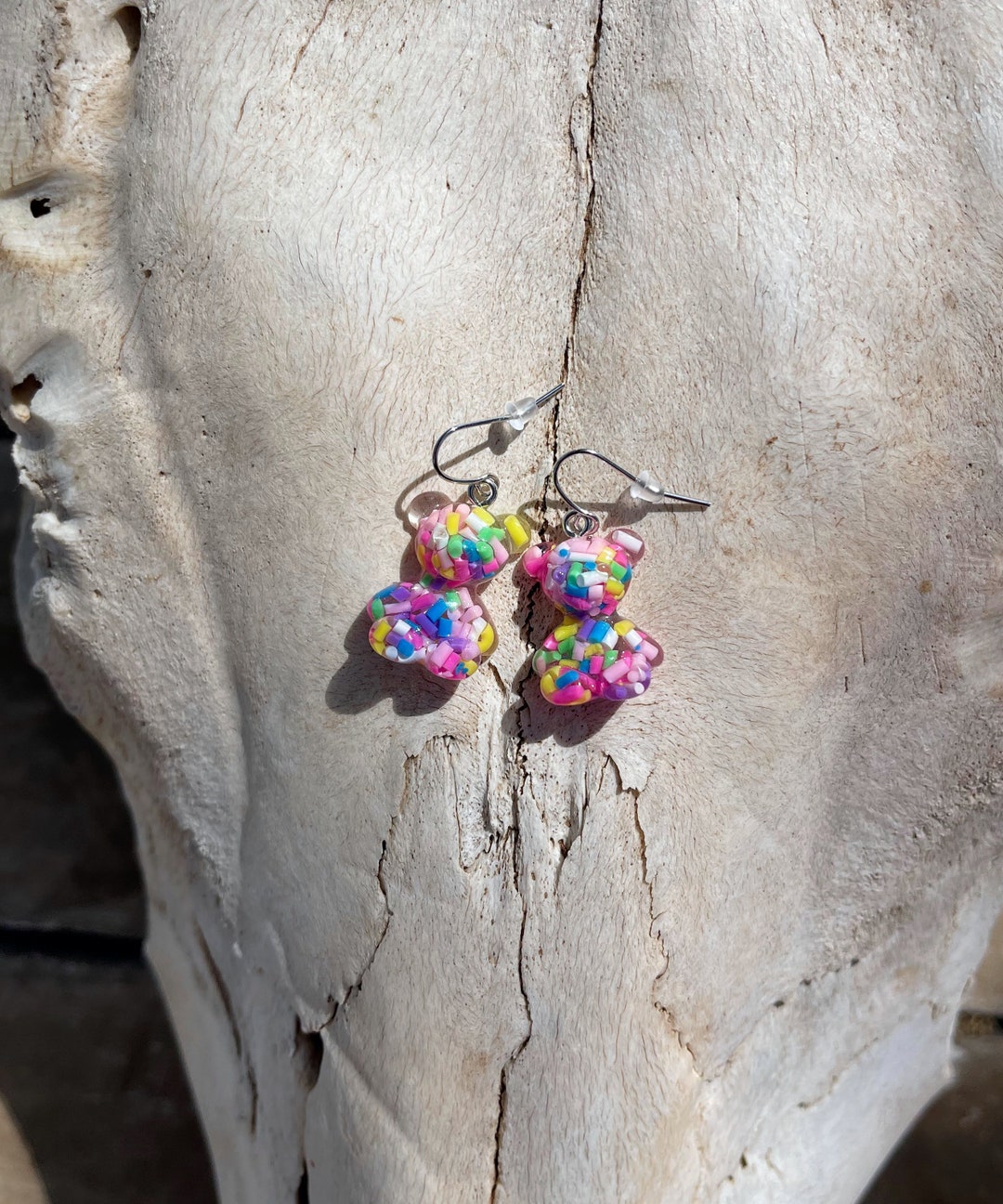 Sweeties - Unique Sprinkle Bear Handmade Dangle Earrings - Etsy