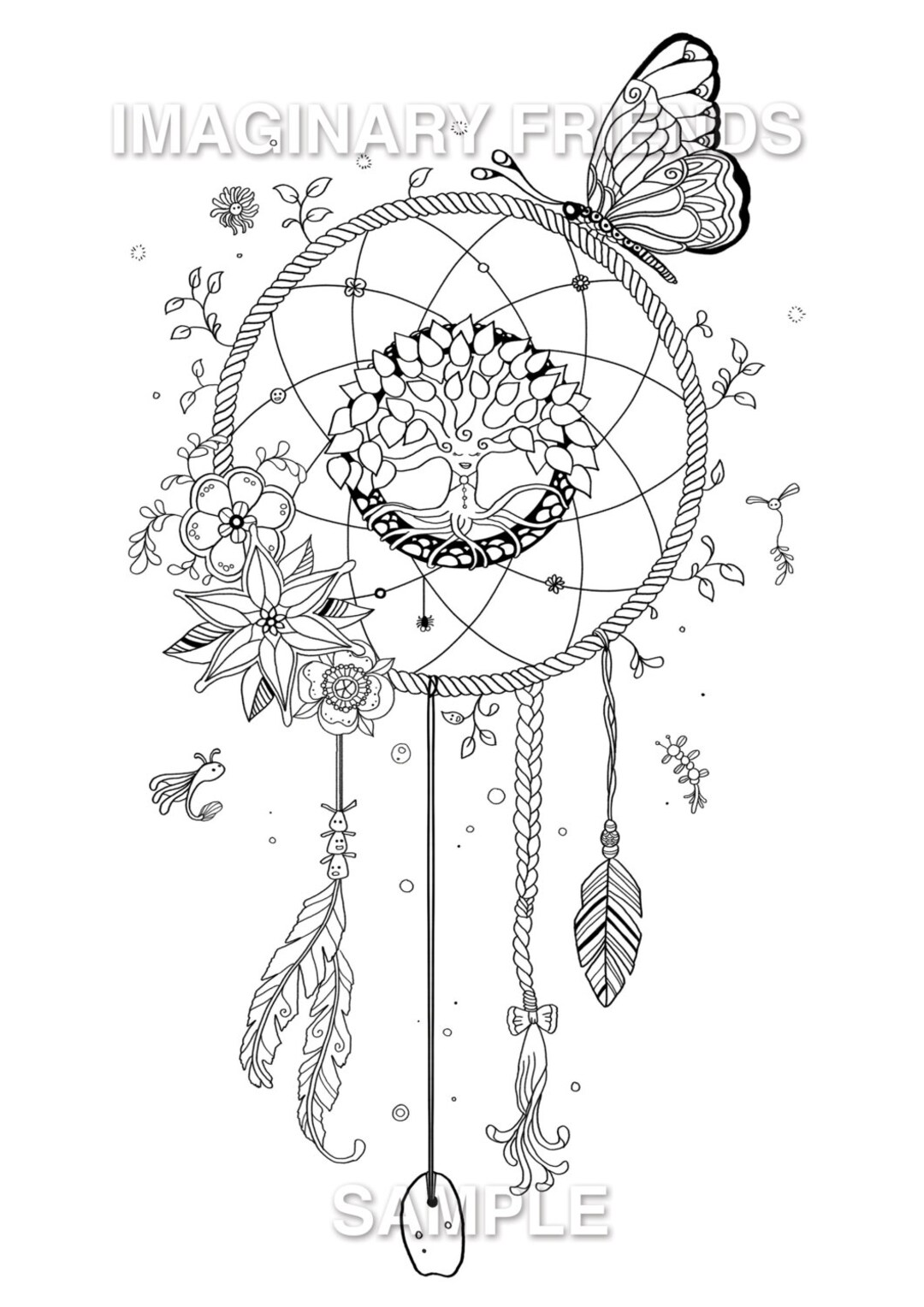 Dream Catcher Coloring Page A3 Size 297 X 420mm / A4 Size 210 297mm ...