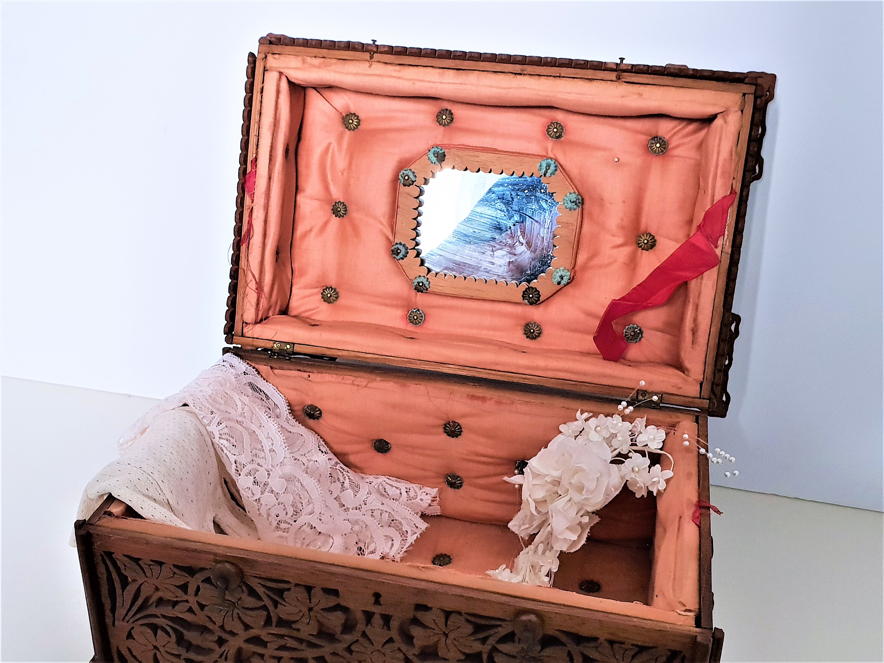 Antique Victorian Sewing Box Carved Wooden Fretwork Ladies - Etsy UK