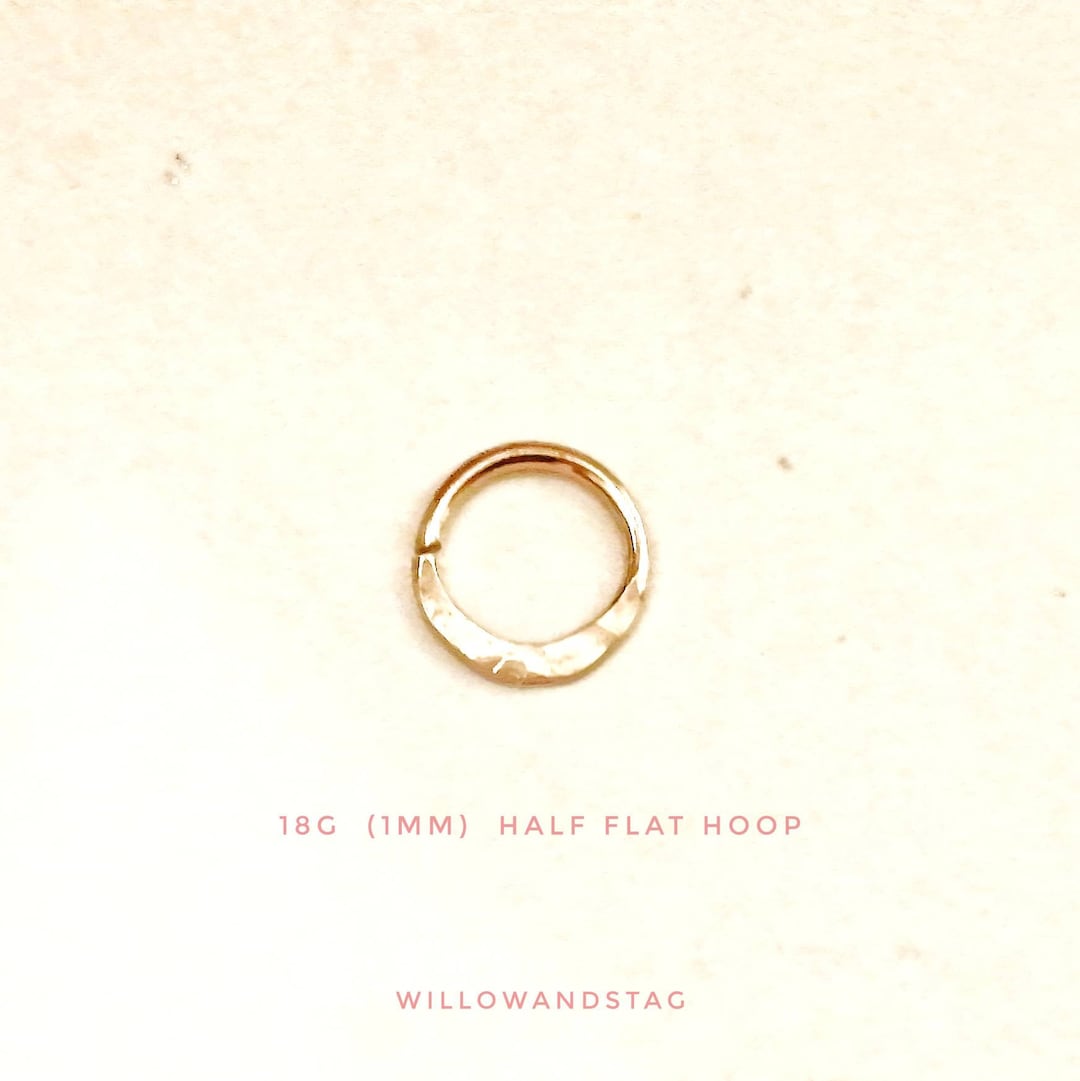 18G Half Flat Hoop: Sterling Silver Body Piercing Ring - Etsy