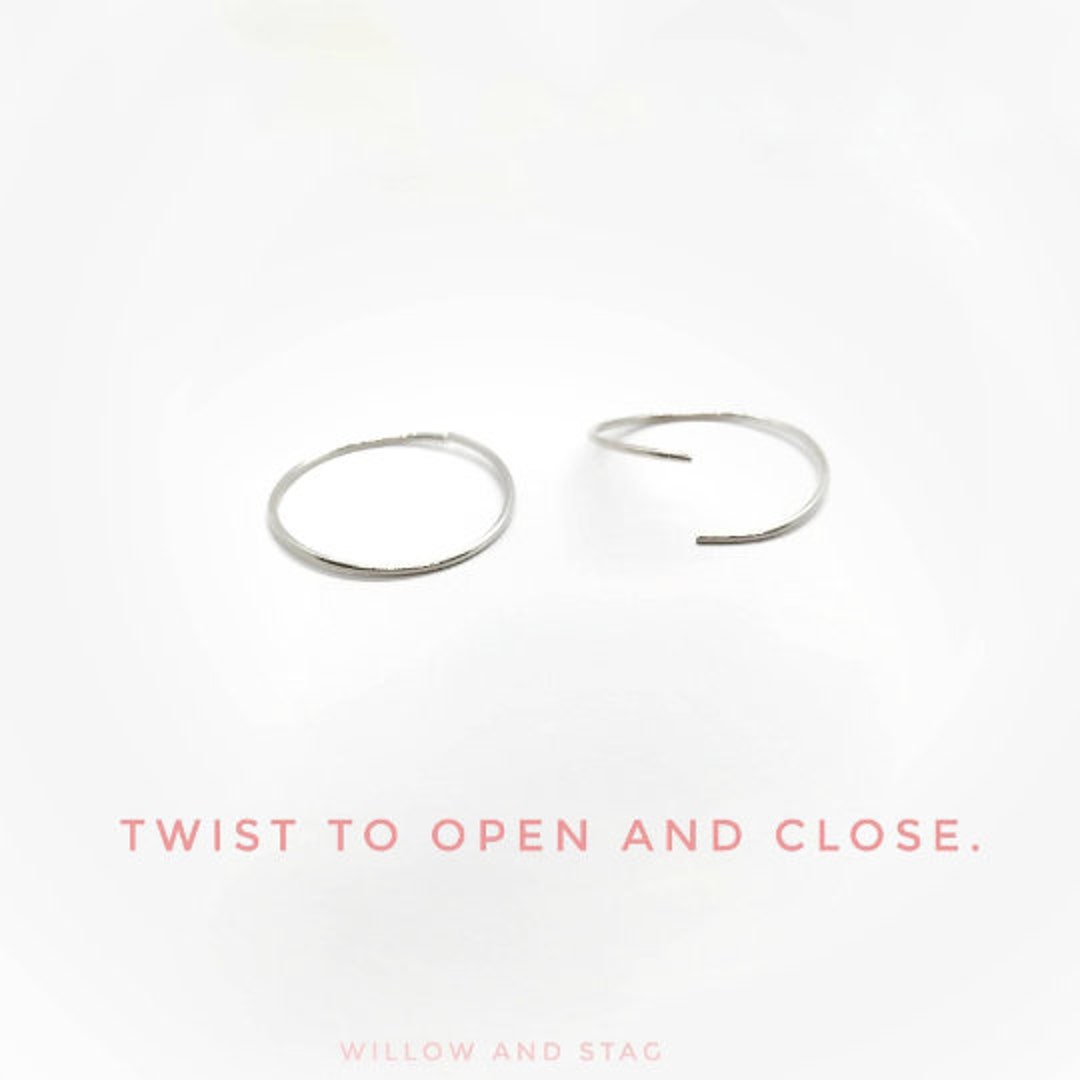 Simple Ear Hoops Pair | Classic Infinite Hoop Earrings, Cartilage Hoops ...