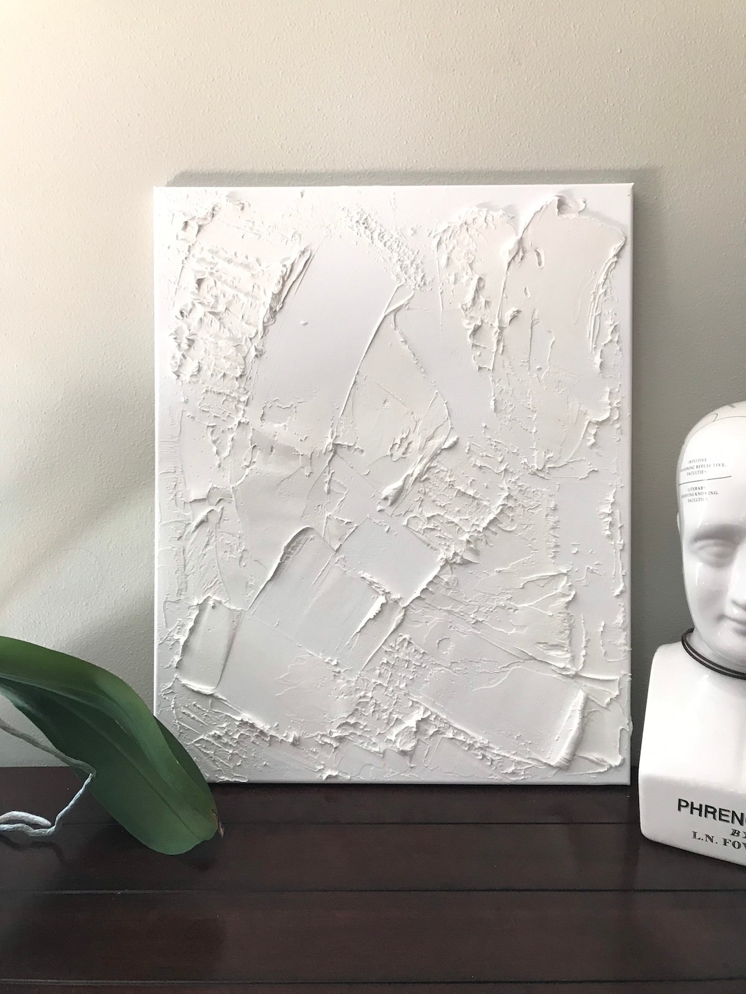 White Plaster Texture Painting on Canvasminimalist Decor Spackle ...