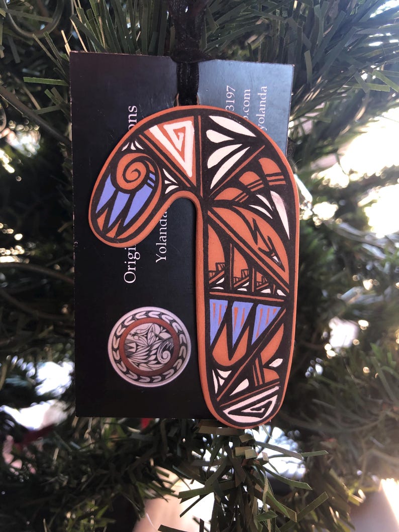 Hand Painted Native American, Navajo Candy Cane Christmas Ornament - Etsy
