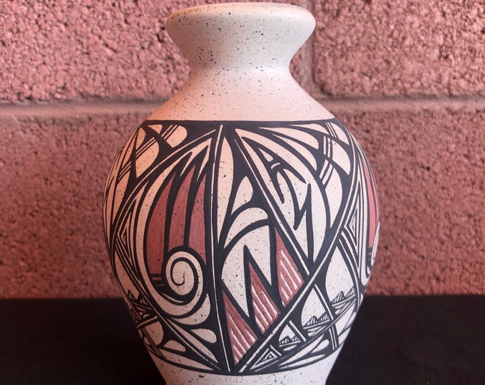 Hand Painted Ceramic Native American, Navajo Flower Vase glazed Inside ...