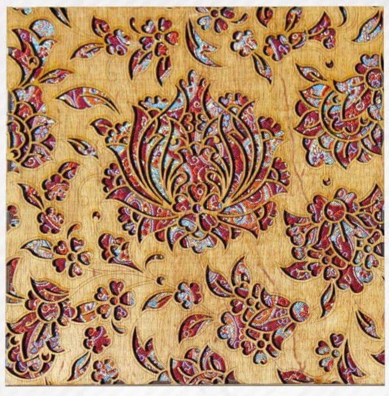 Flowers: Persian floral pattern in a wood frame with | Etsy