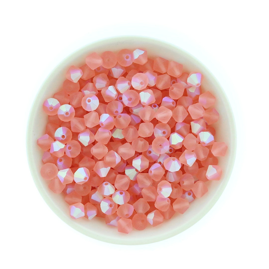 Preciosa Bicones, Rose Peach Matte AB, 3mm, 4mm, 6mm, Crystal Bicone ...