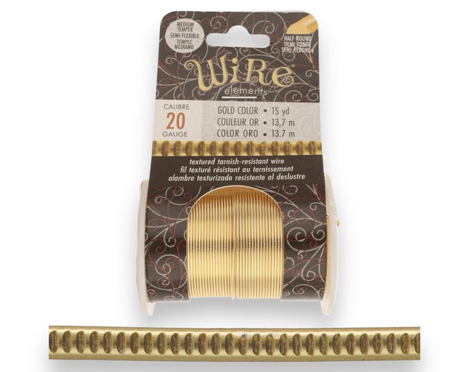 20 Gauge Textured Tread Half-round Gold Wire | Beadsmith Wire Elements ...