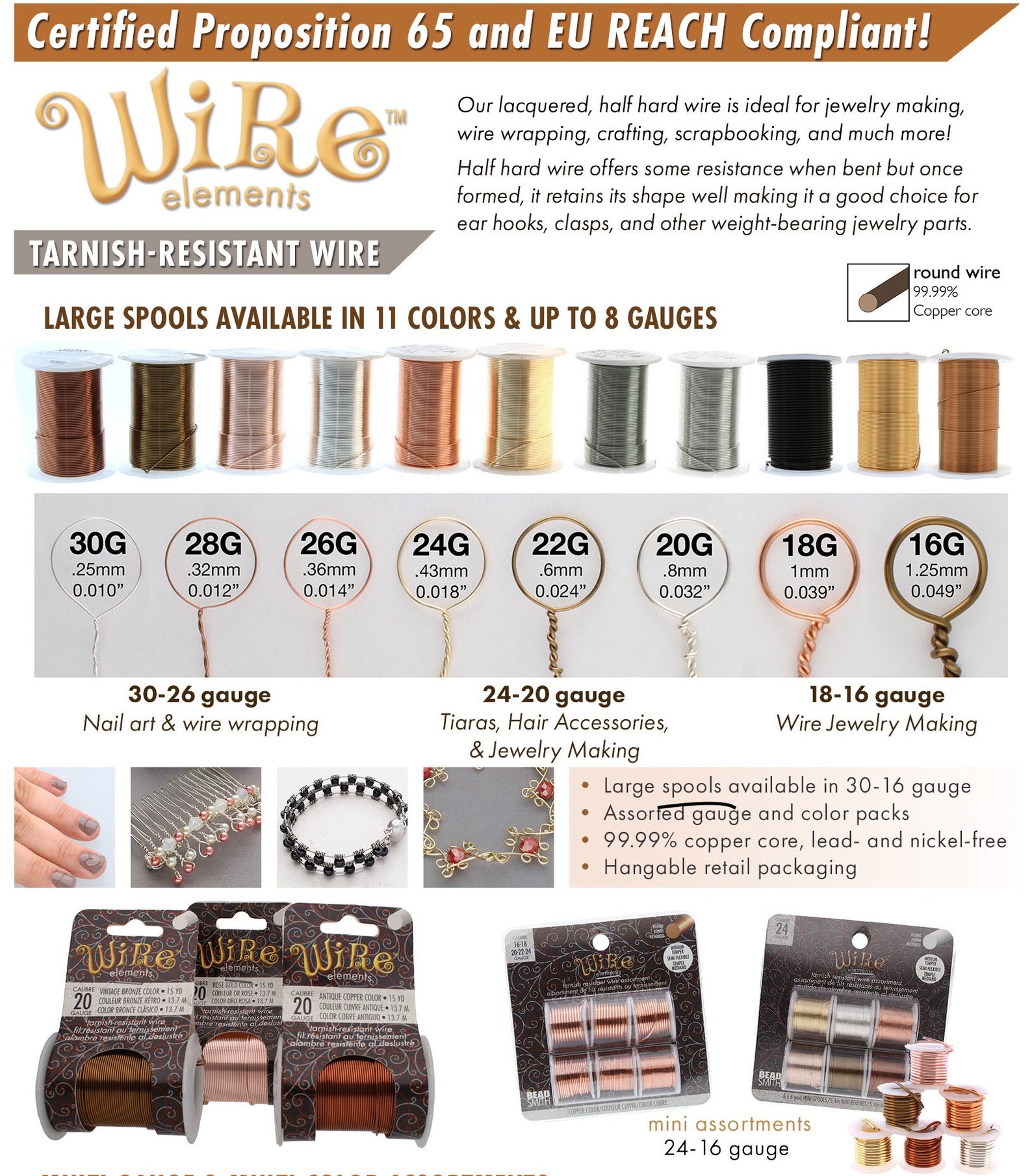 Beadsmith Wire 20 Gauge GOLD, SILVER, COPPER Tarnish Resistant Wire ...