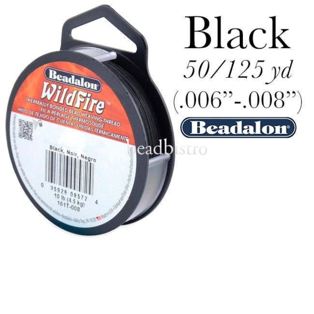 Beadalon Wildfire BLACK Beading Thread (.006"/.008") 20, 50 & 125 Yard Spools - Etsy