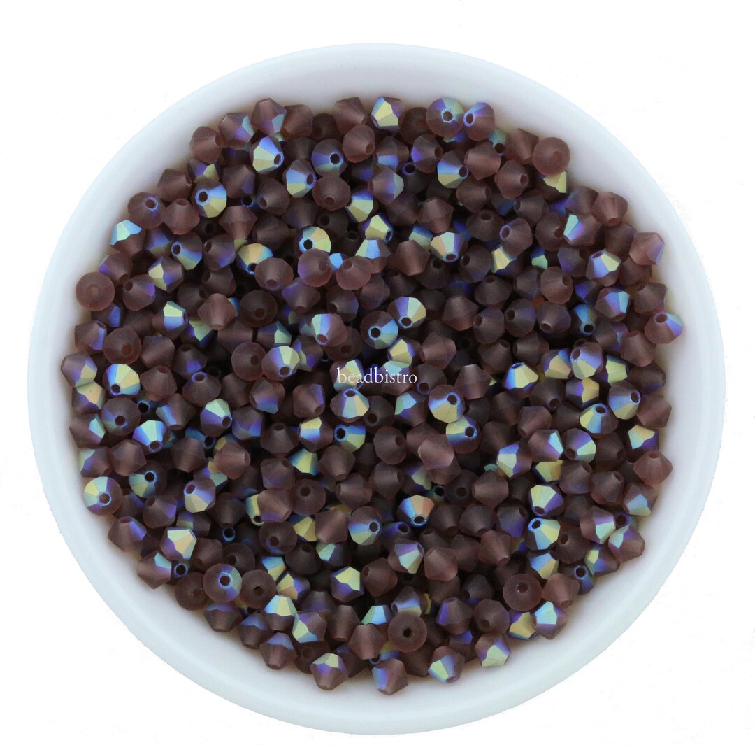 Preciosa Bicones, Light Burgundy AB Matte, 3mm, 4mm, 6mm, Crystal ...