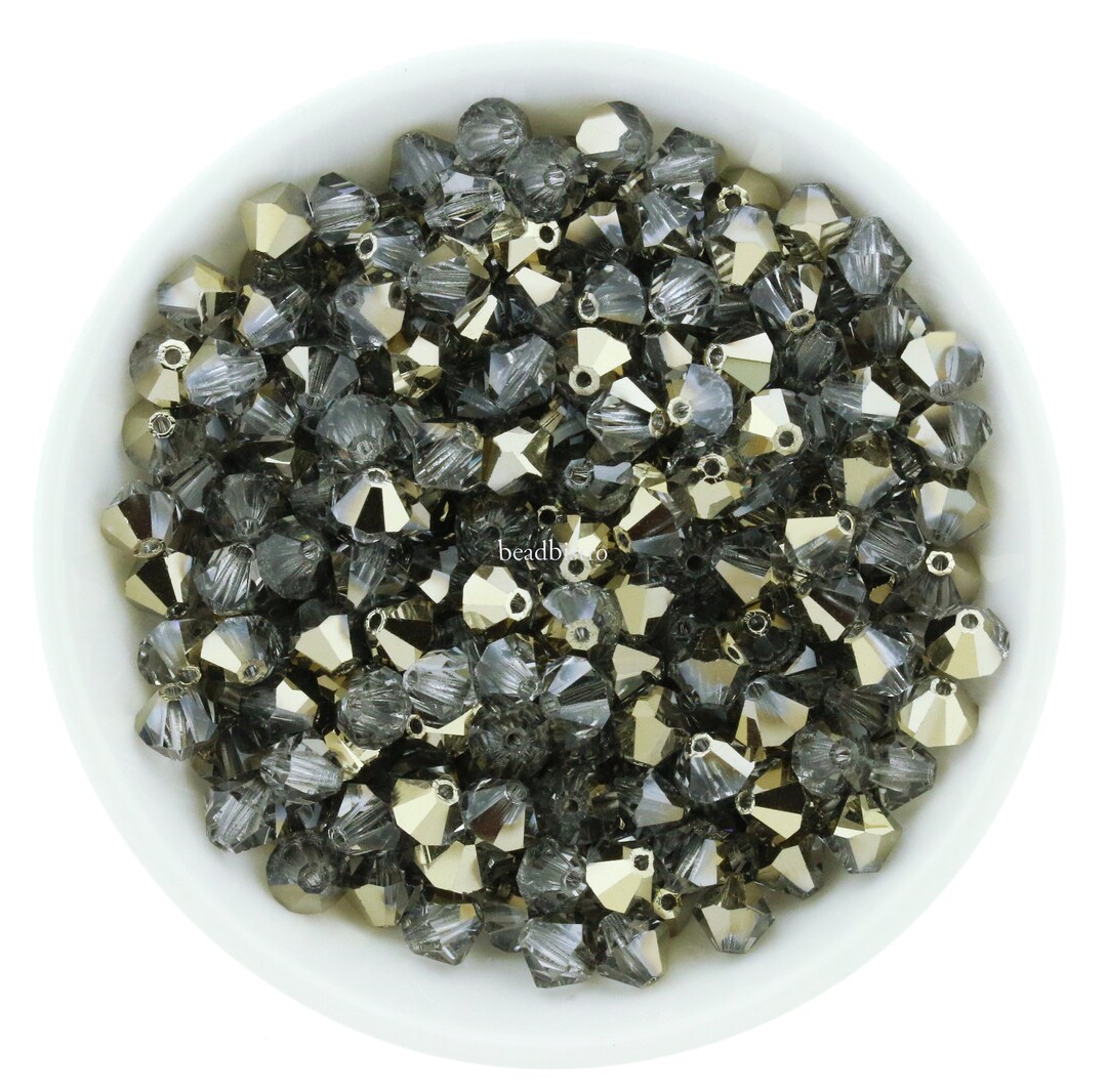 Preciosa Bicones, Starlight Gold (half), 3mm, 4mm, 6mm, Crystal Bicone ...